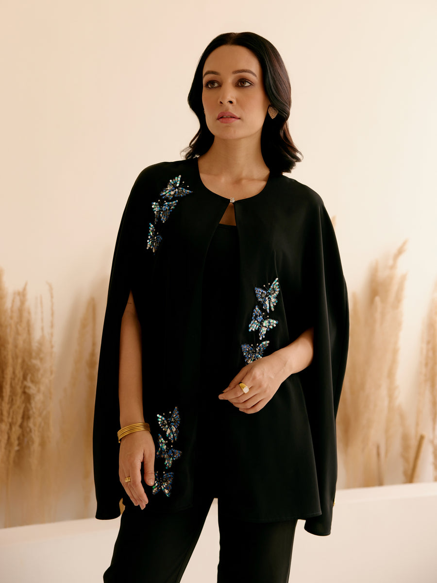 Buy Black Alpine Beaded Cape for Women - Chique