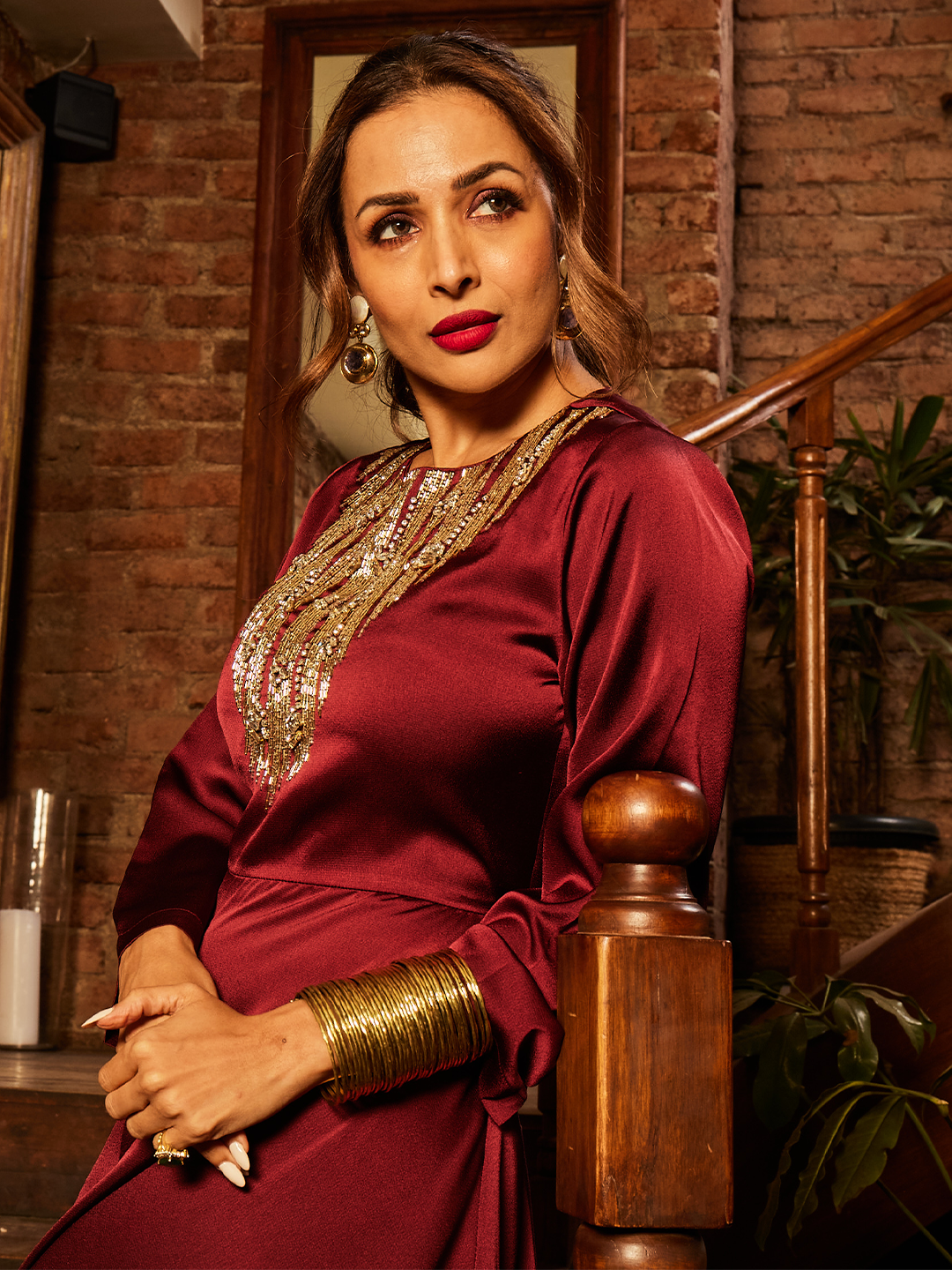 Buy Wine Ripple Dress Online - Chique