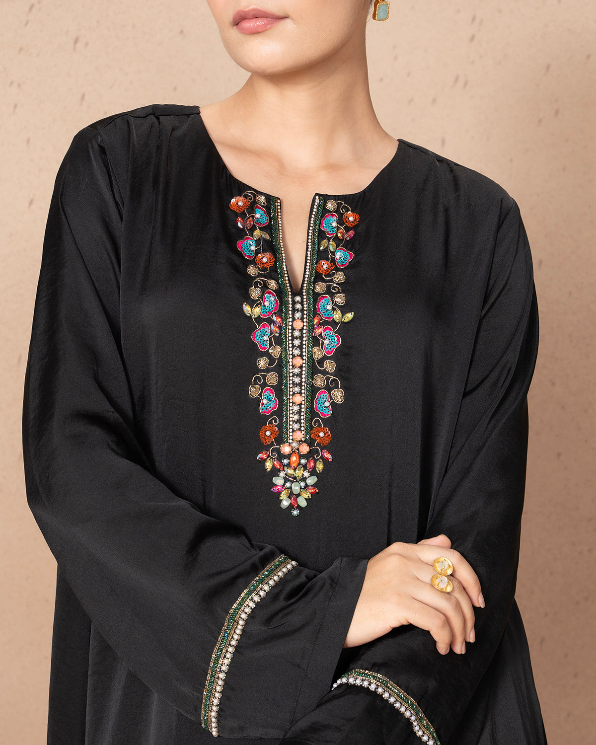 Buy BLACK SATIN RADICAL TUNIC Online - Chique