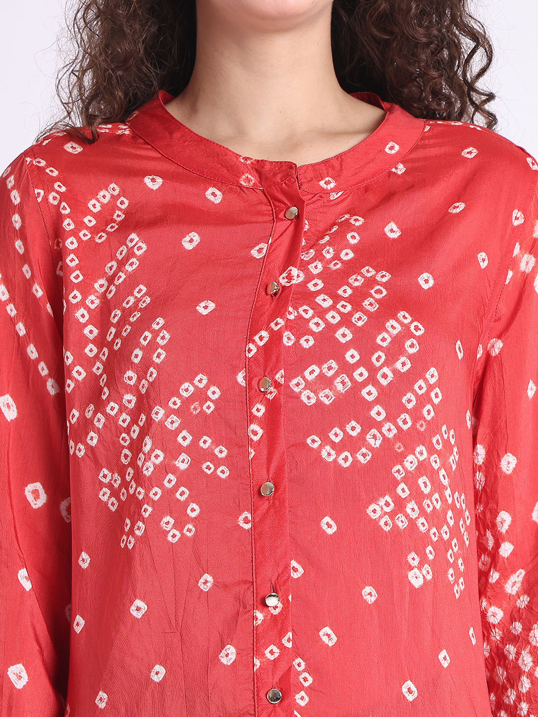 Buy Red Bandhej Button Down Shirt Online - Chique