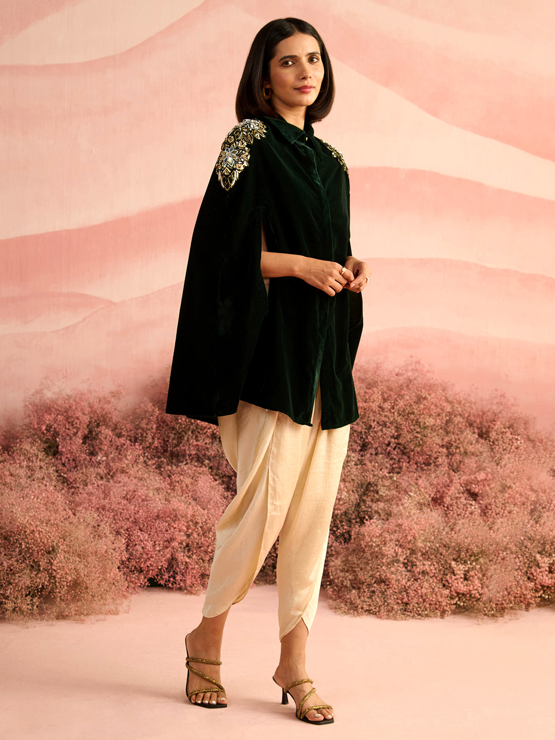 Buy Emerald Green Pixel Cape Online - Chique