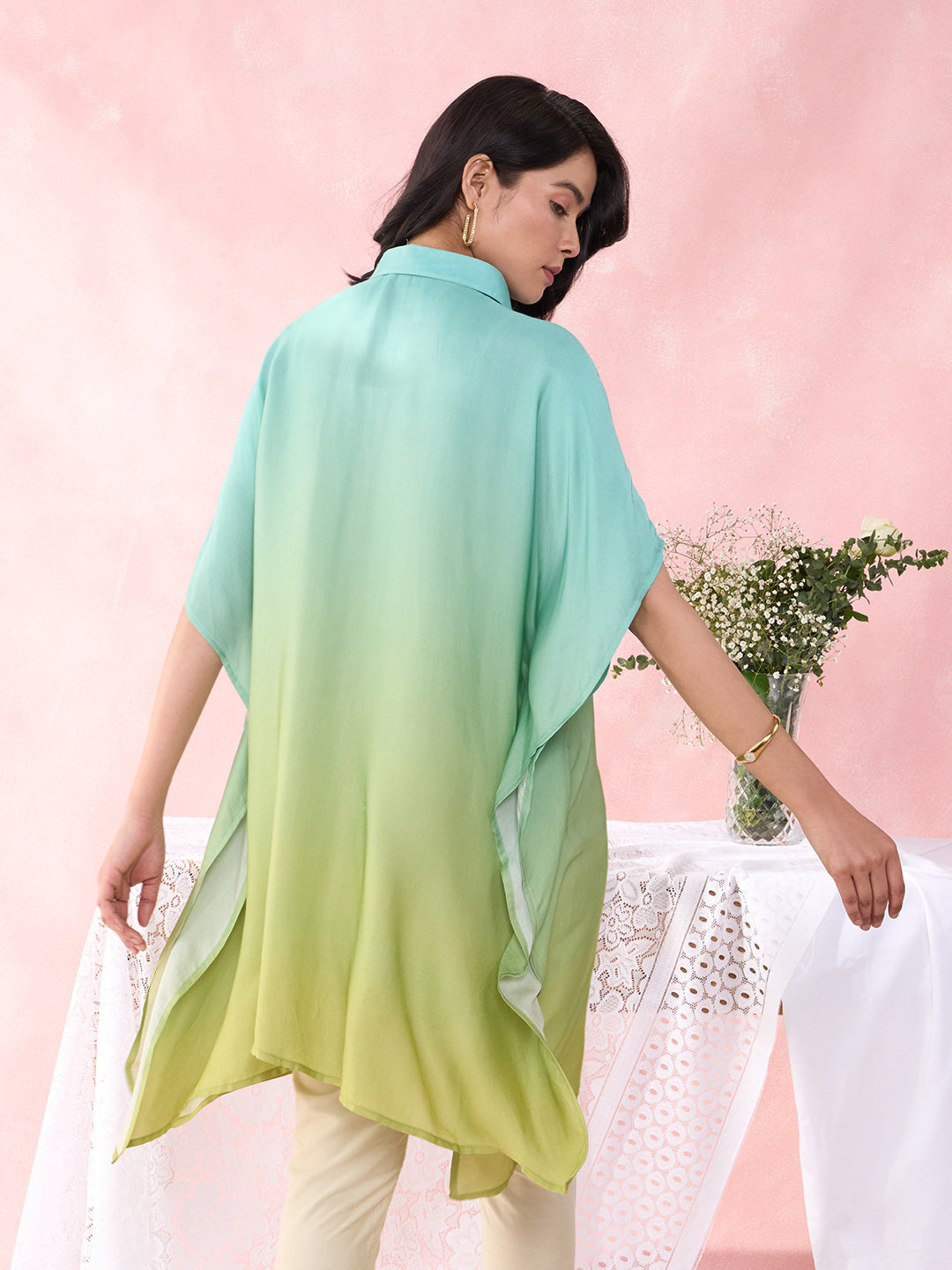 Buy Ombre Blue Green Tarol Shirt Online - Chique