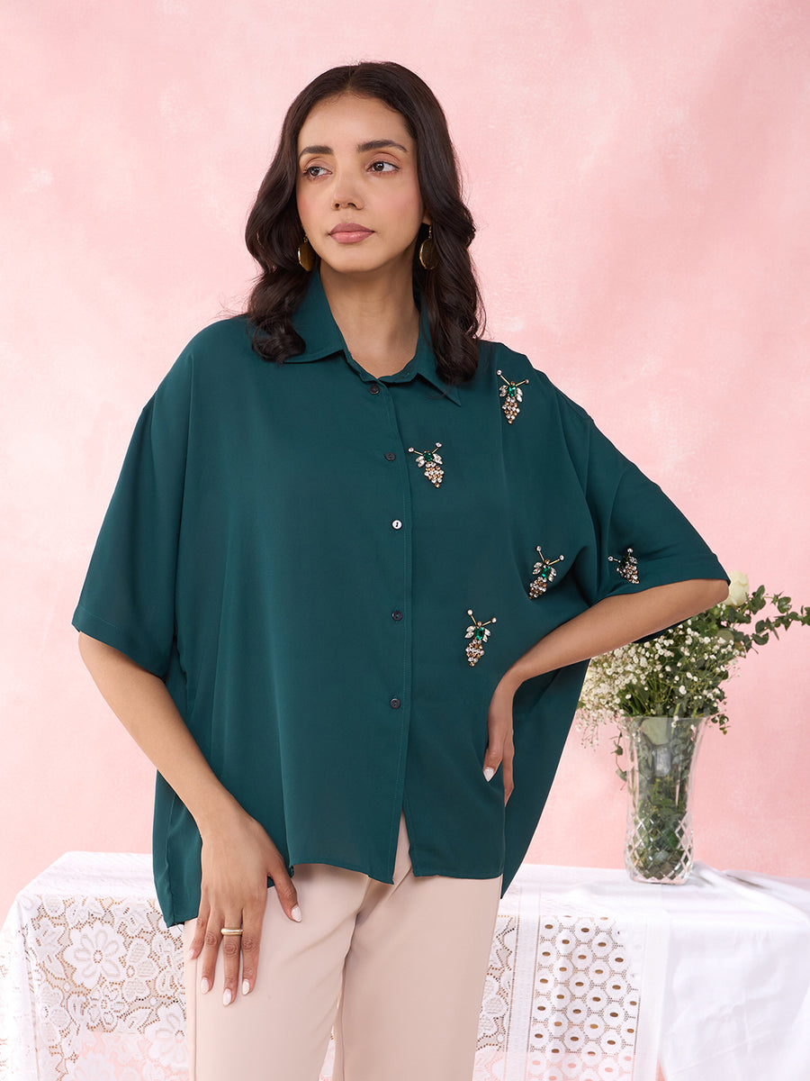 Buy Emerald Green Terra Shirt Online - Chique