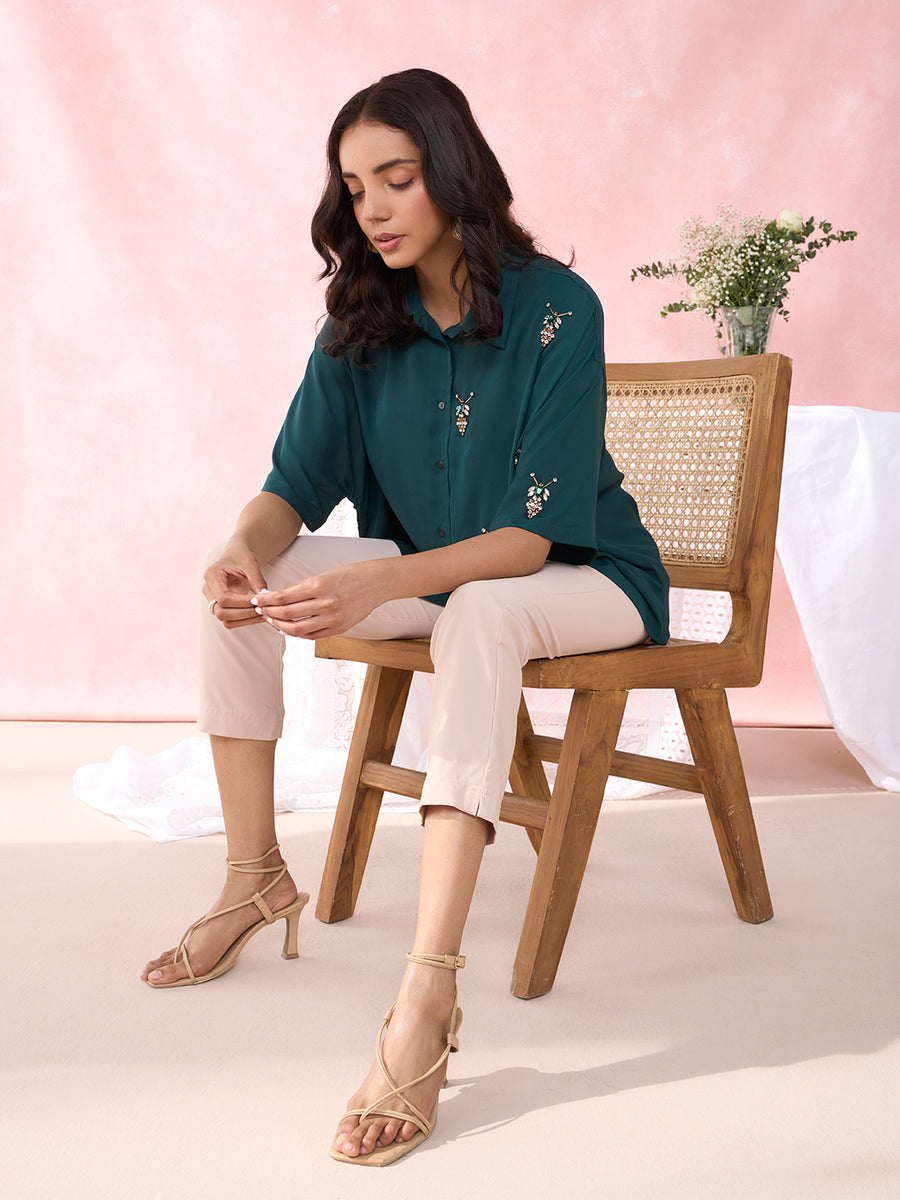 Buy Emerald Green Terra Shirt Online - Chique