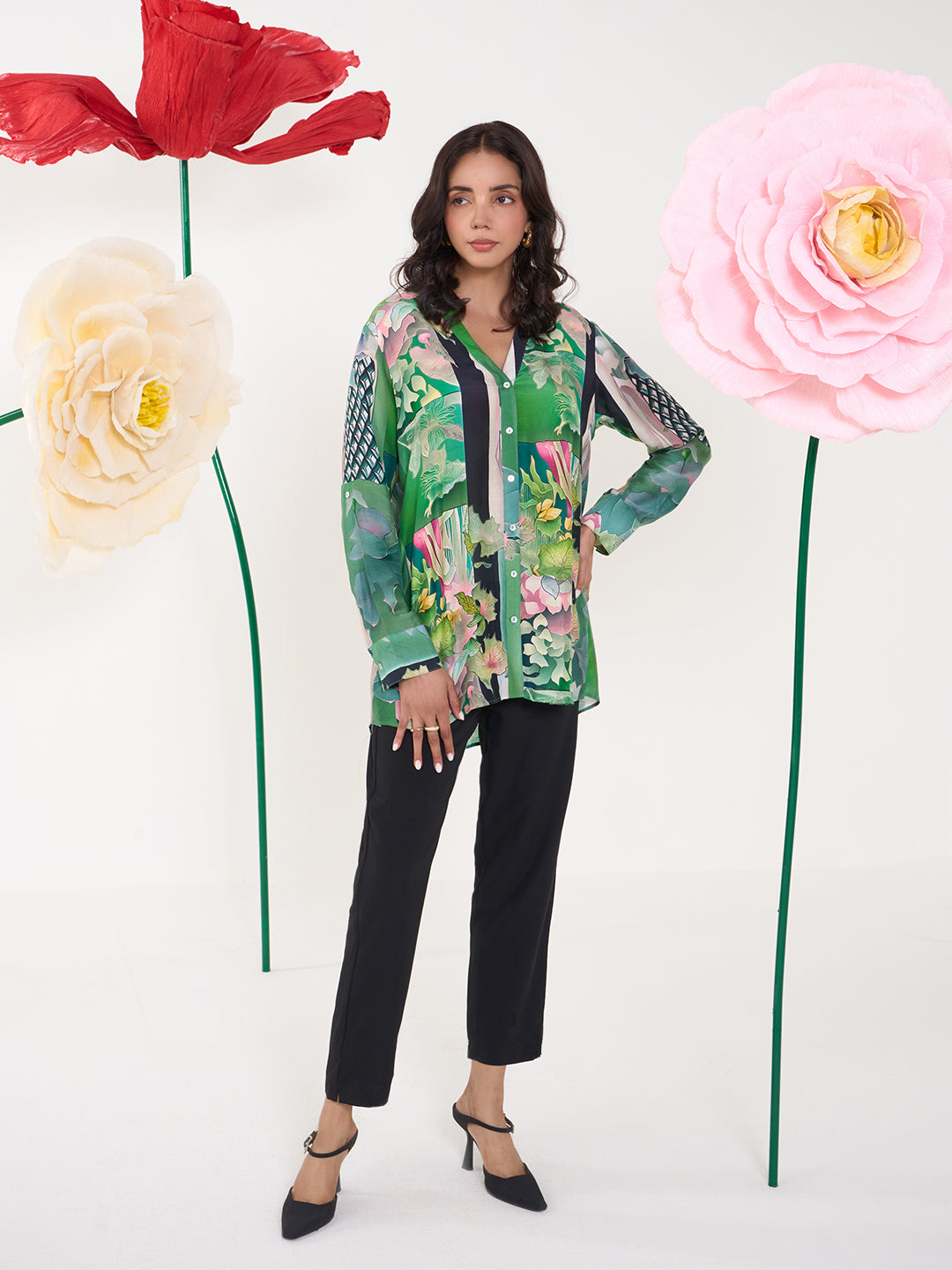 Buy Green Gloria Samaya Shirt Online - Chique