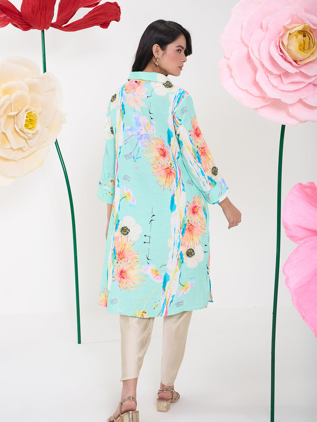 Buy Turquoise Foliage Aaria Tunic Online - Chique