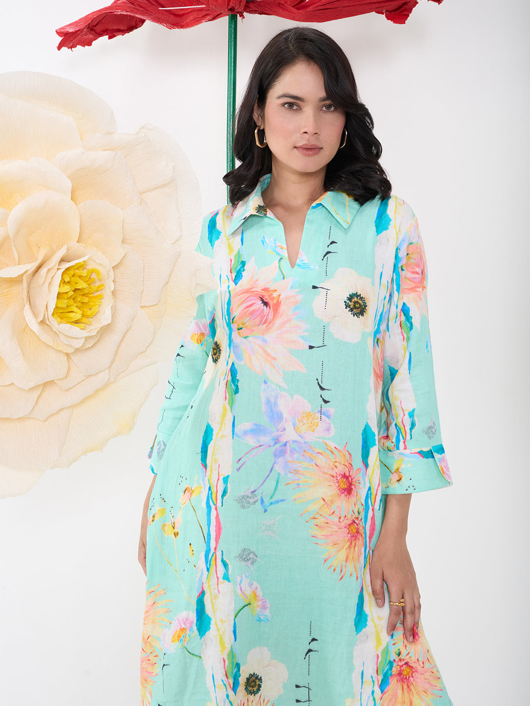 Buy Turquoise Foliage Aaria Tunic Online - Chique