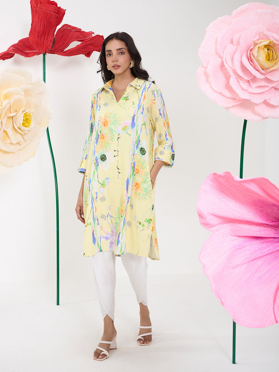 Buy Yellow Foliage Lemon Aaria Tunic Online - Chique