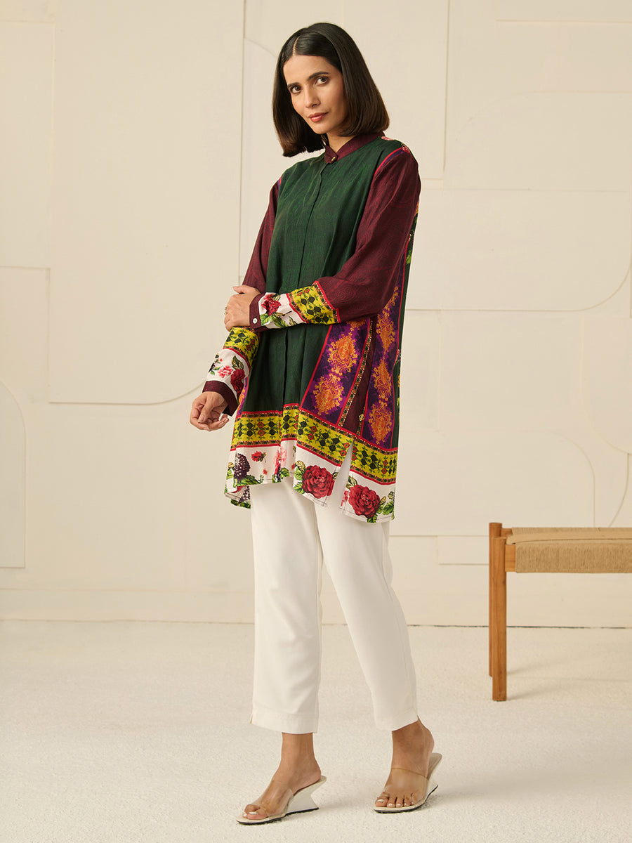 Buy Green Deva Concealed Button Shirt Online - Chique