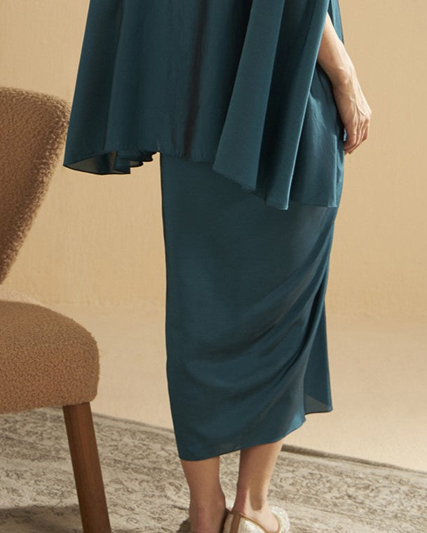 Buy Turq Blue Drape Skirt Online - Chique