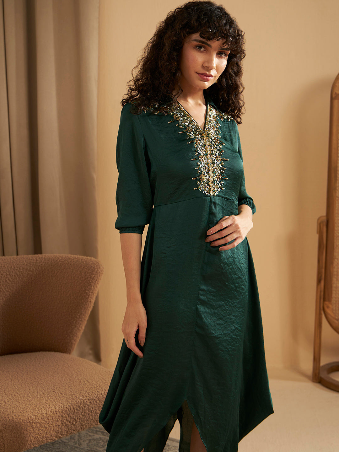 Buy Emerald Tigni Dress Online - Chique