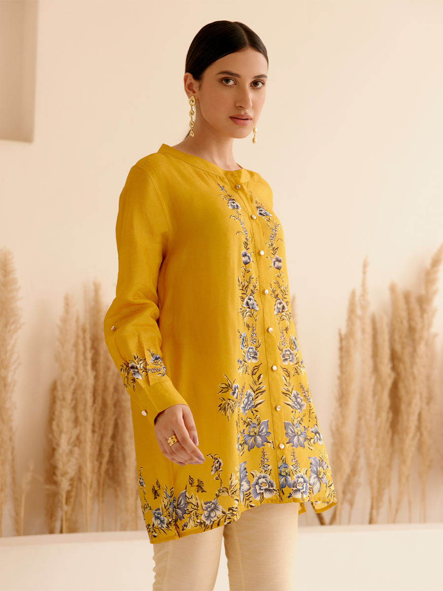 Buy Mantra Mustard Button Down Shirt Online - Chique