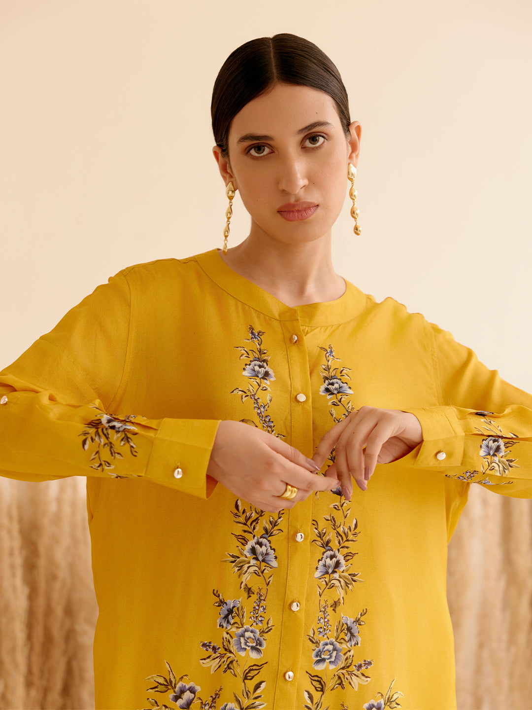 Buy Mantra Mustard Button Down Shirt Online - Chique