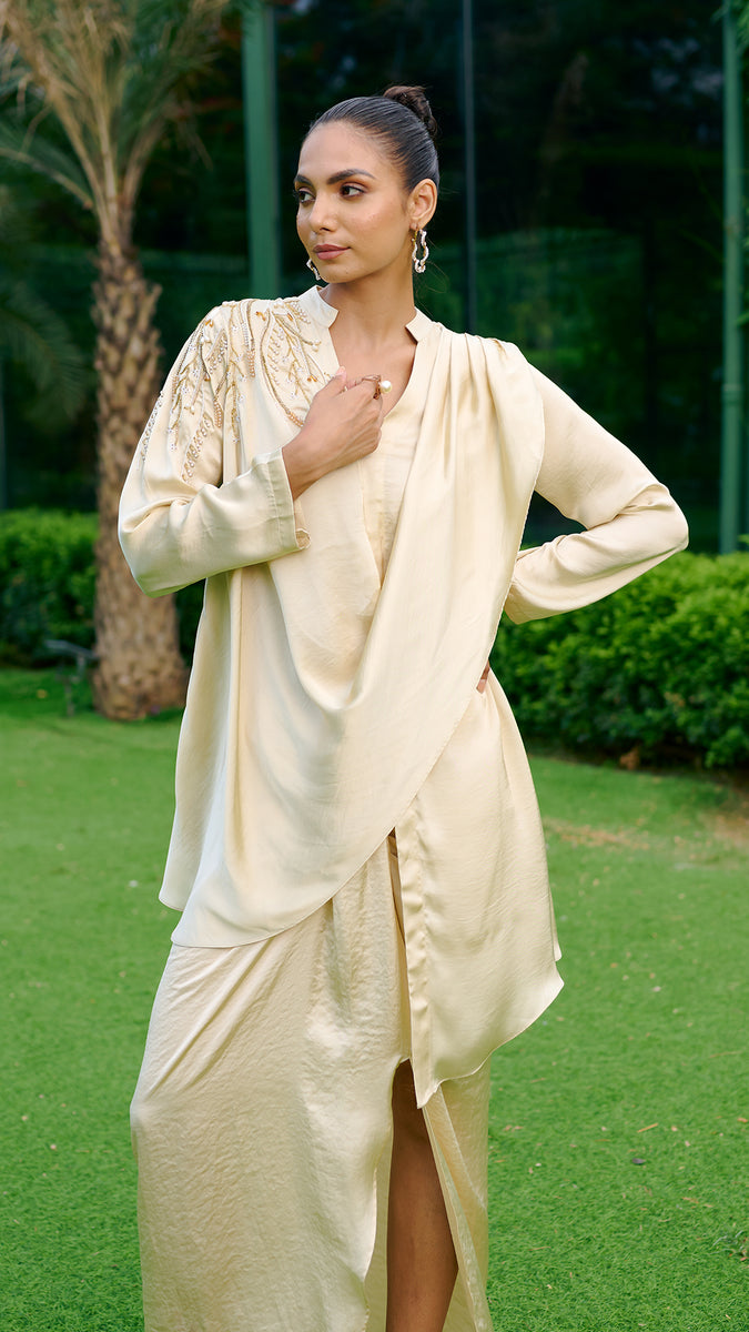 Buy LIGHT GOLD SNIPPET DRESS Online - Chique