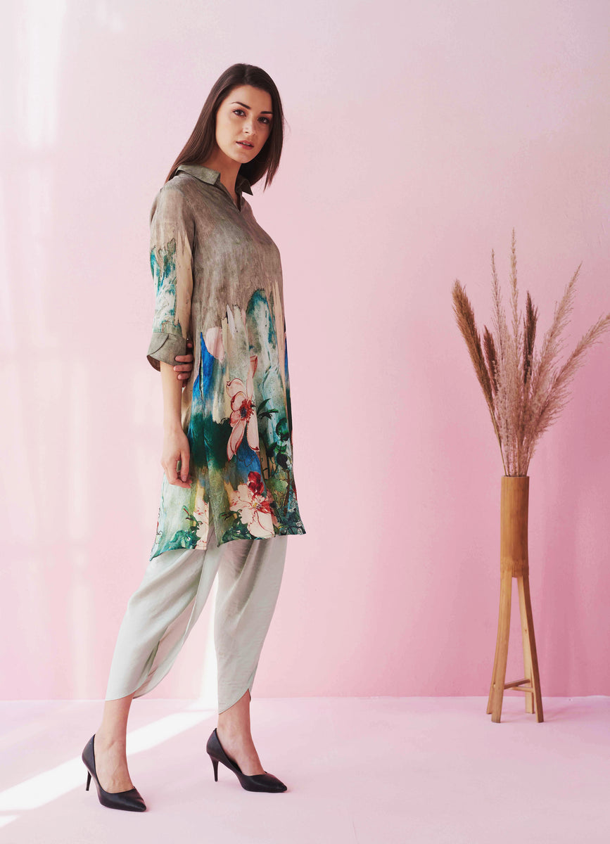 Buy Grey Glacier Aaria Tunic Online - Chique