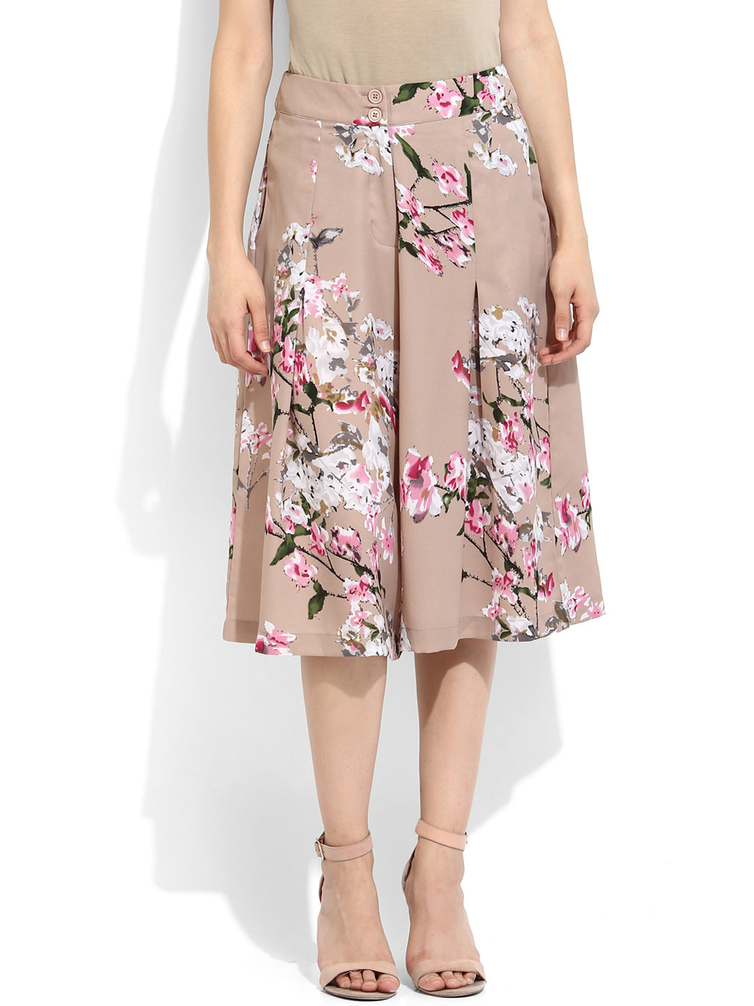 Buy Beige Floral Culottes Online - Chique