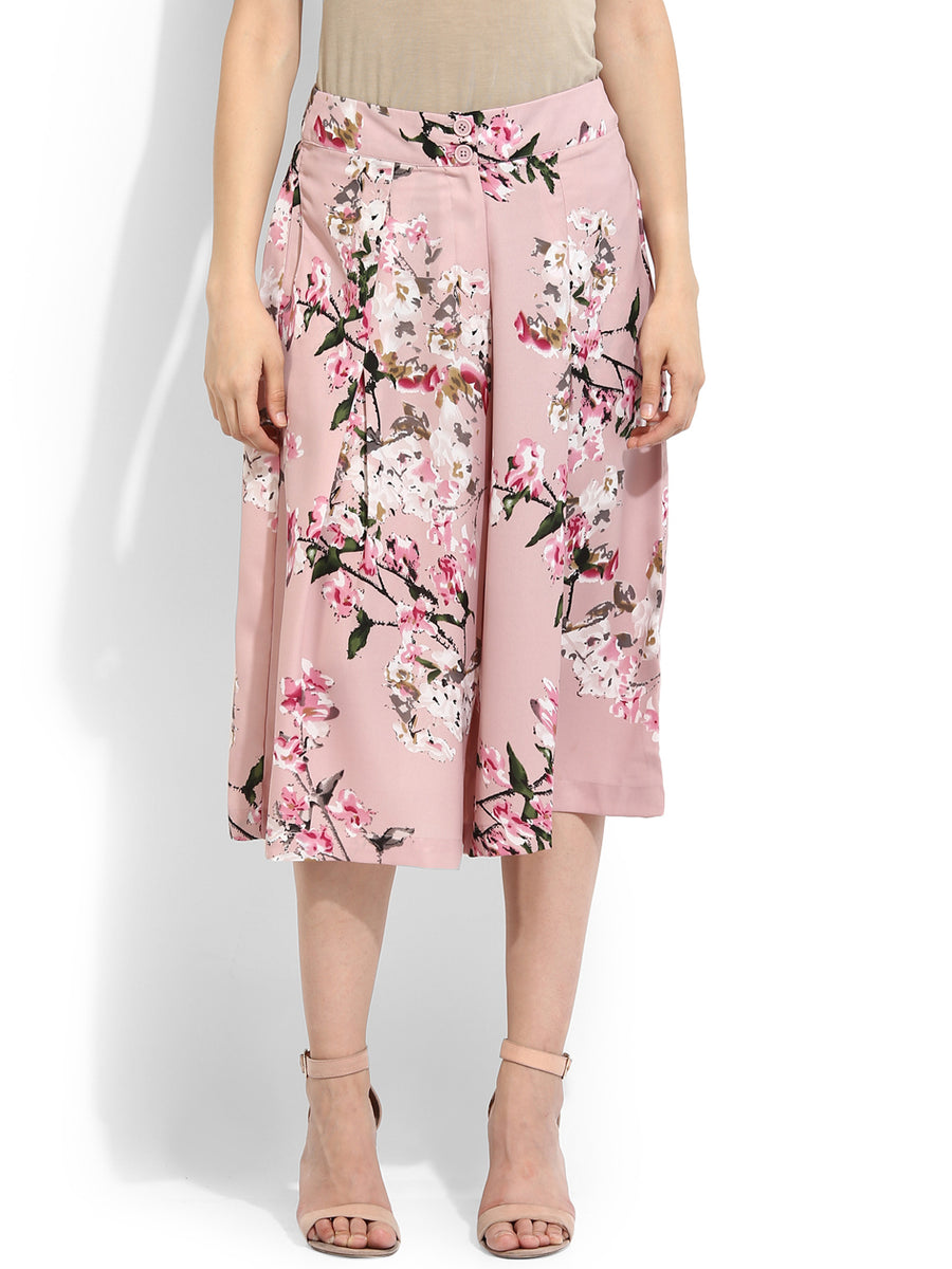 Buy Pink Floral Culottes Online - Chique